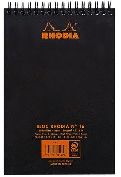 Блокнот Rhodia Classic на спирали, A5, клетка, 80 г, черный (165009c ...